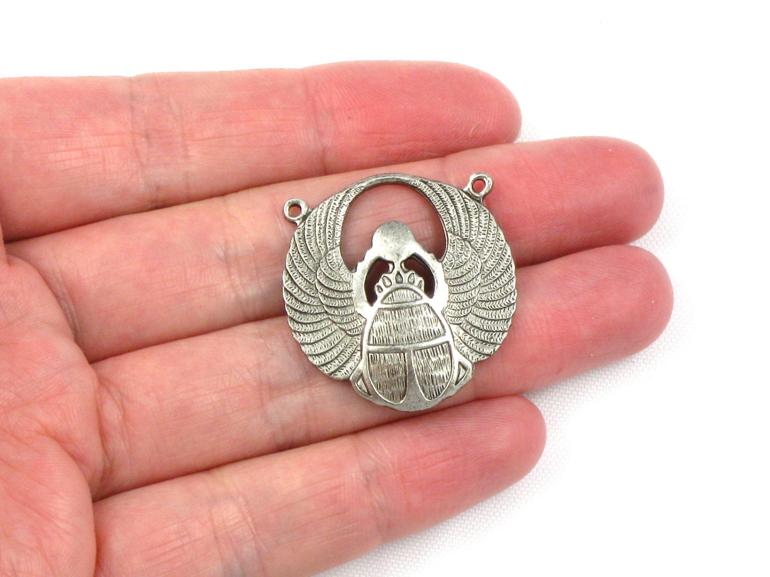 As-is Sale 2 Large Antique Silver SCARAB Beetle Pendant. - Etsy