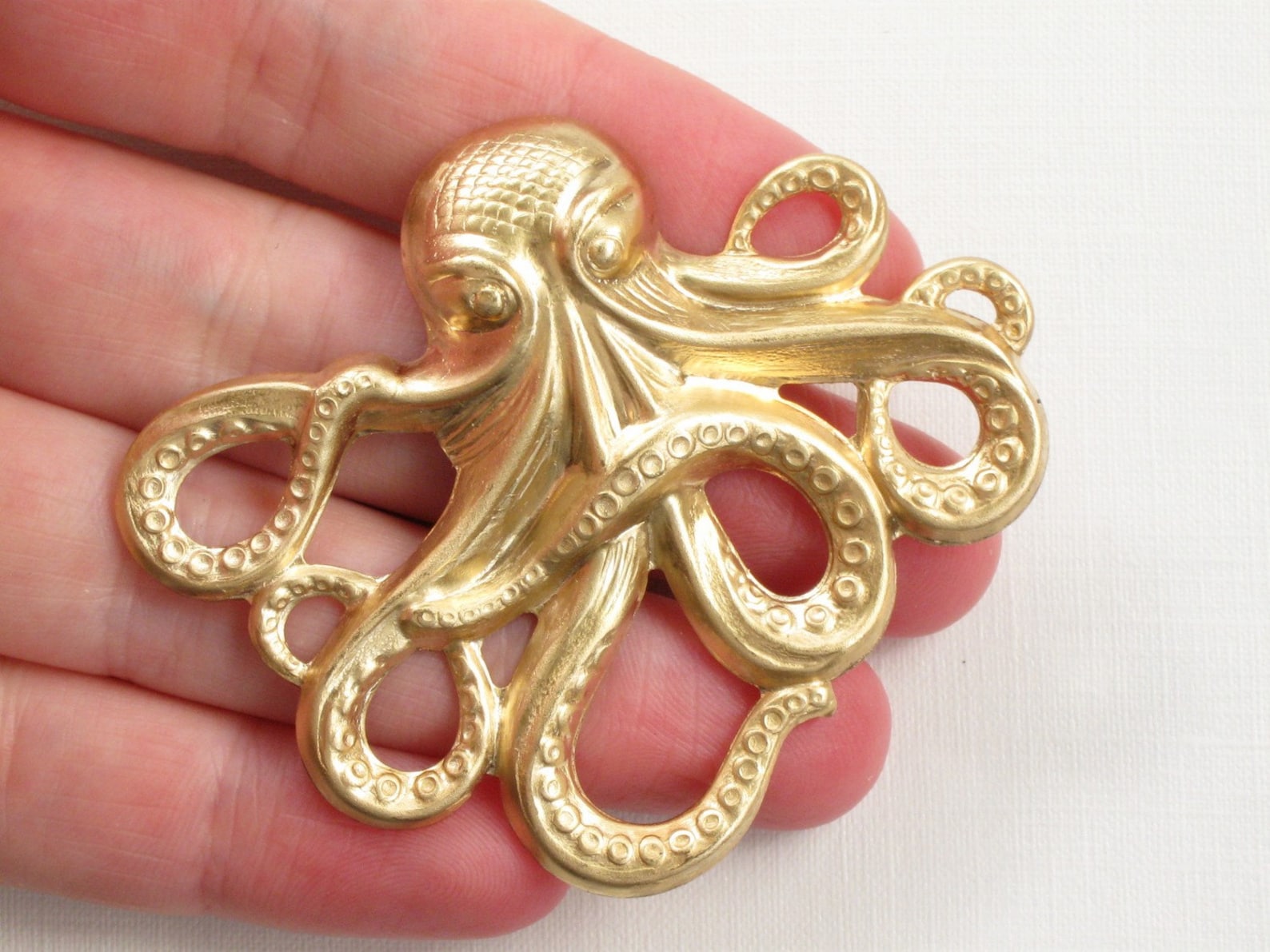 1 Large Brass OCTOPUS Jewelry Pendant Embellishment. Raw Brass - Etsy