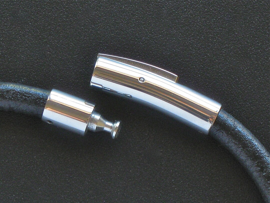 1 Silver Stainless Steel Push CLASP End Bead Cap for Bracelets. Bayonet ...