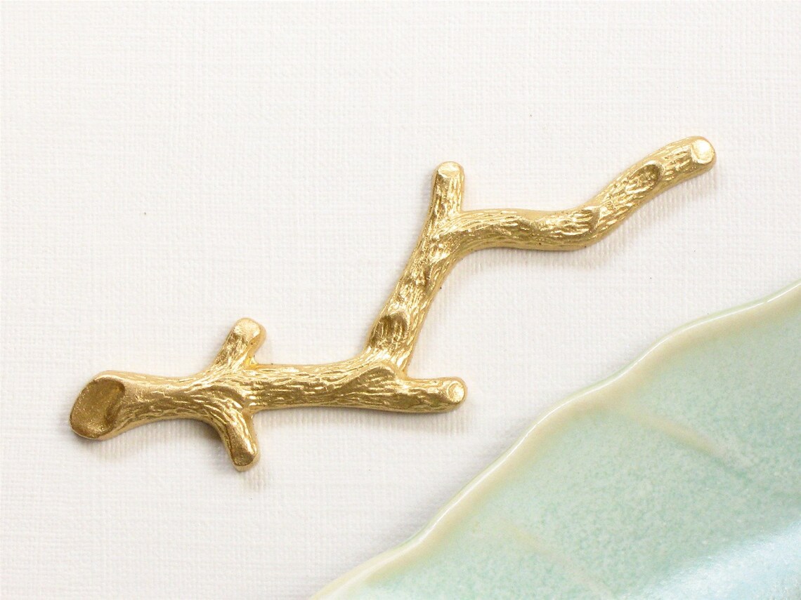 1 Large Gold TWIG Branch Jewelry Embellishments. Raw Brass - Etsy