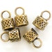 4 Large End Cap Beads. Ornate Gold Colored With Loop for 7mm Leather ...