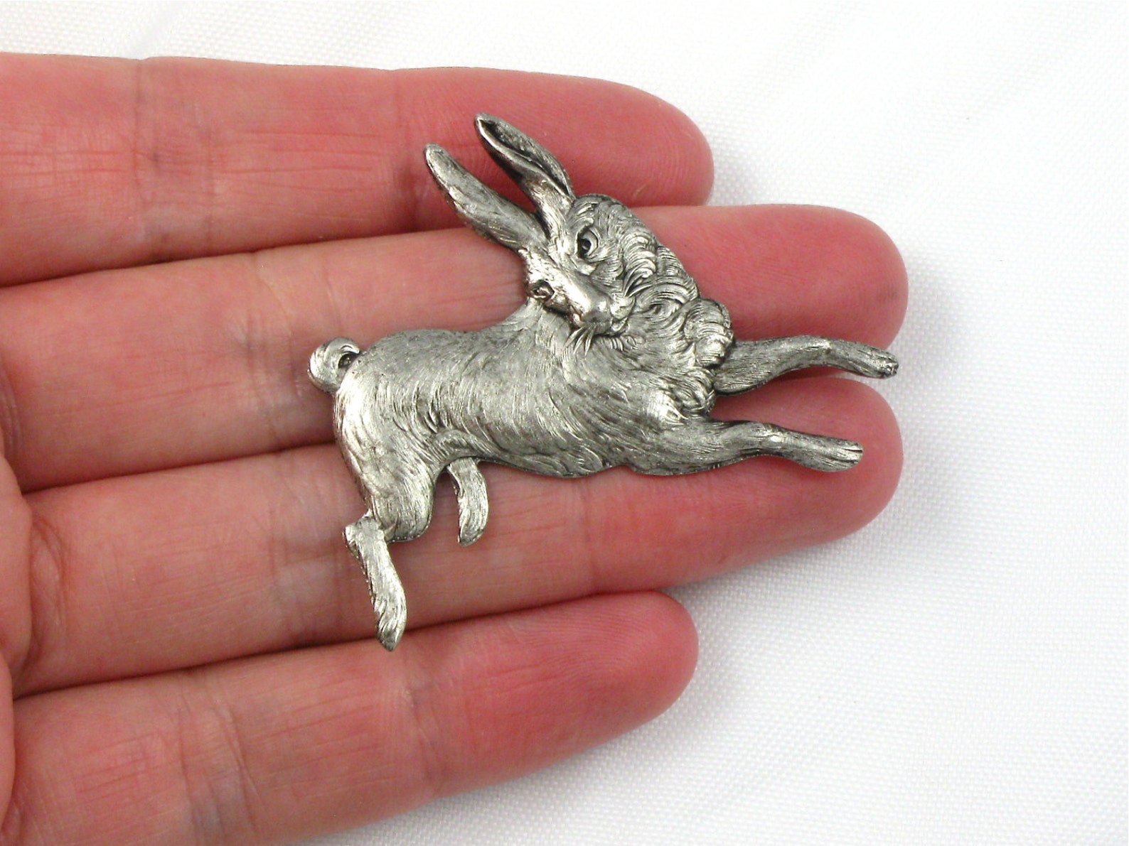 1 large running RABBIT silver jewelry embellishment . 38mm x | Etsy