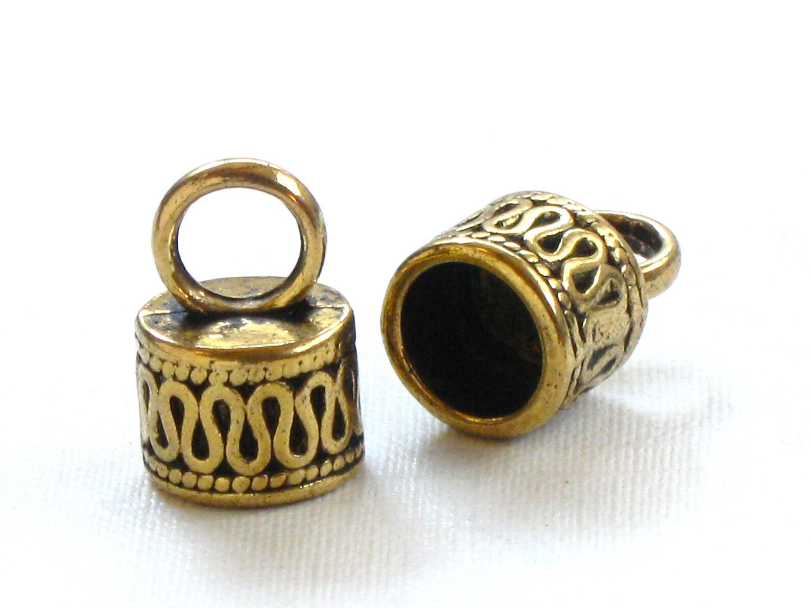 30 Large End Cap Beads. Ornate Gold Colored With Loop for 7mm | Etsy