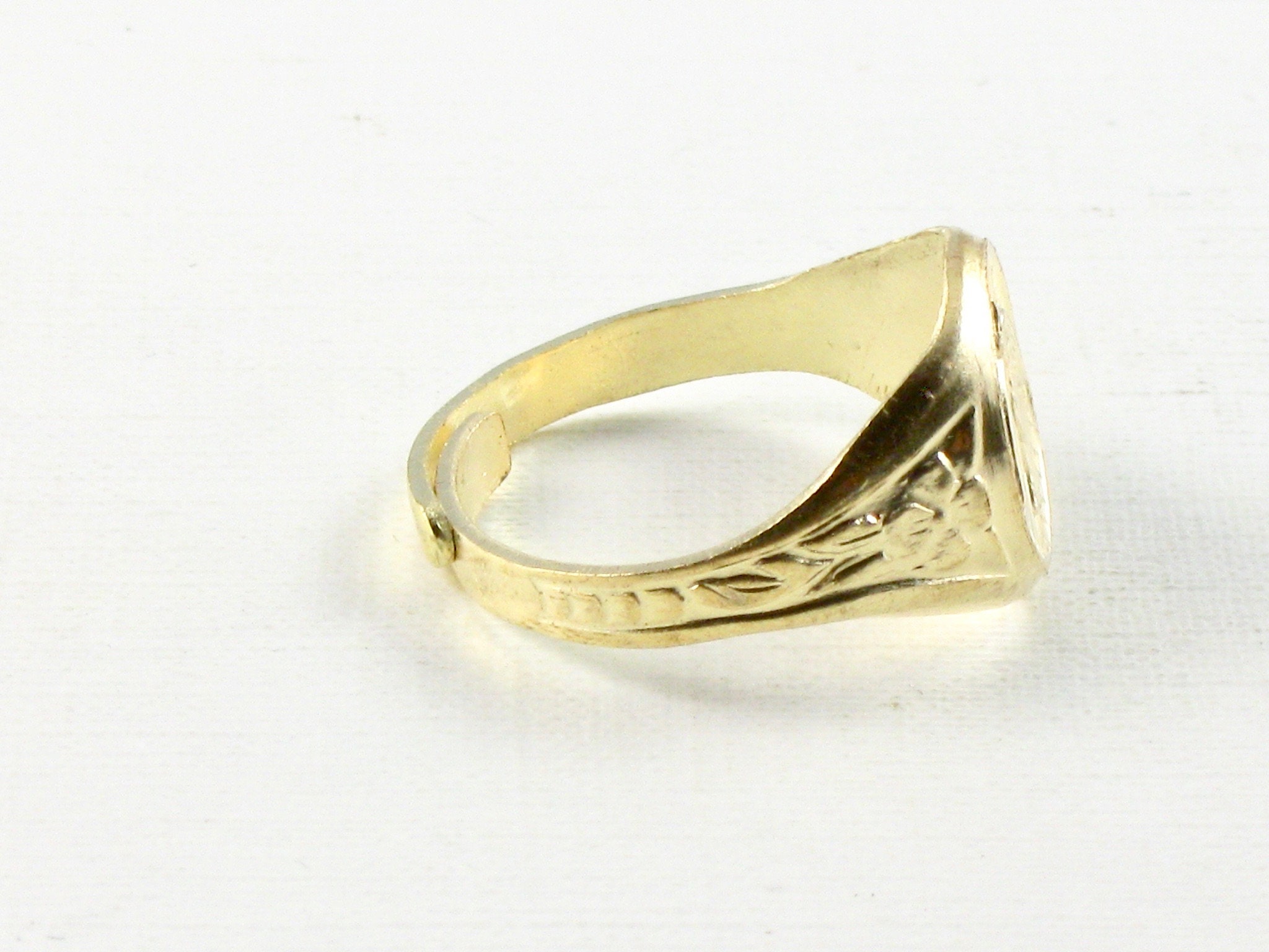 2 Signet RING With Dove Bird in Raw Brass Adjustable. - Etsy