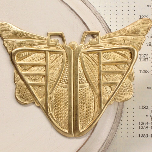 XX Large Brass Art Nouveau DECO Butterfly Beetle Pendant 73mm - Etsy