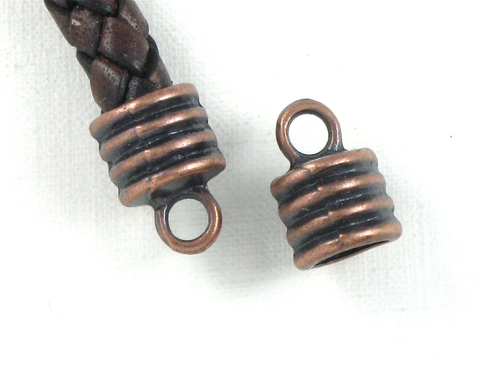 50 Large Antique Copper Jewelry End Cap Beads With Loop for Leather. 6 ...