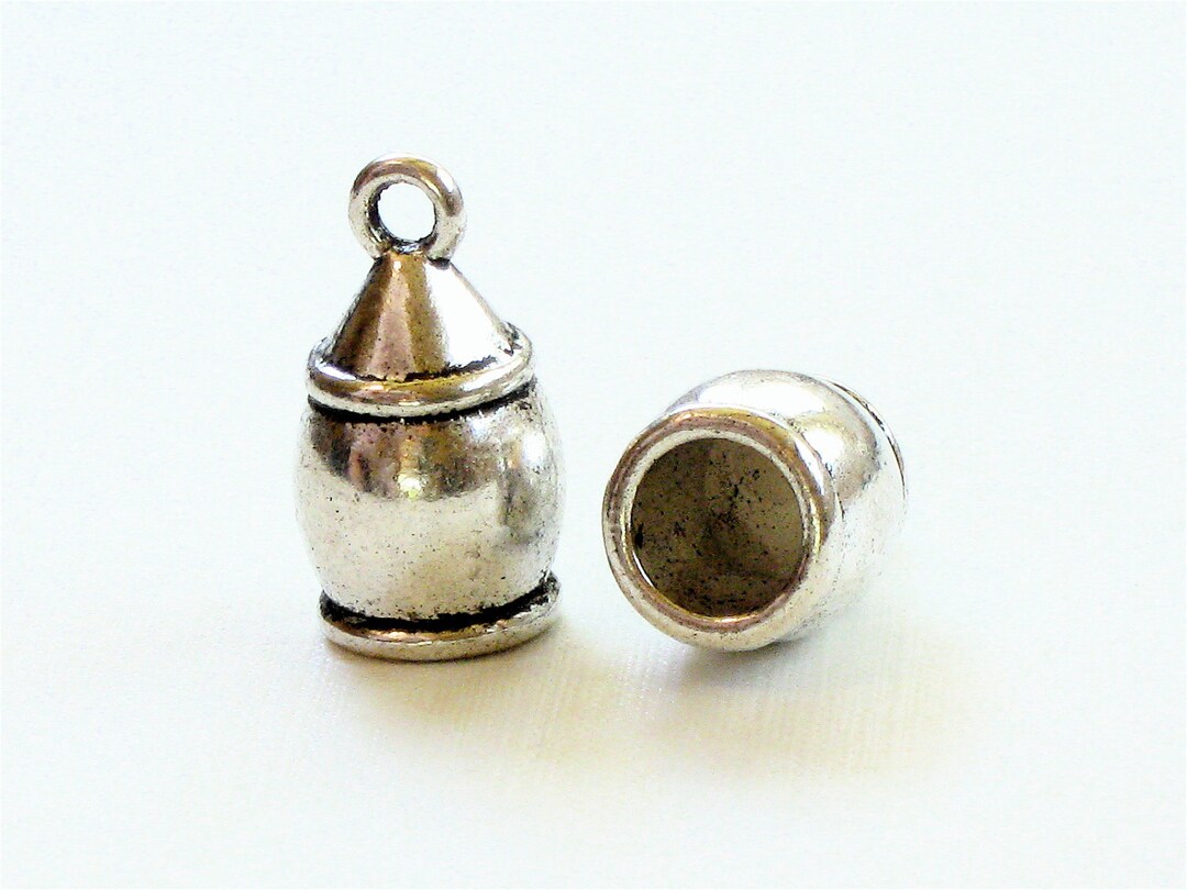 4 Large Cord End Cap Beads With Loop. 7mm Inside Diameter (ec6as) - Etsy