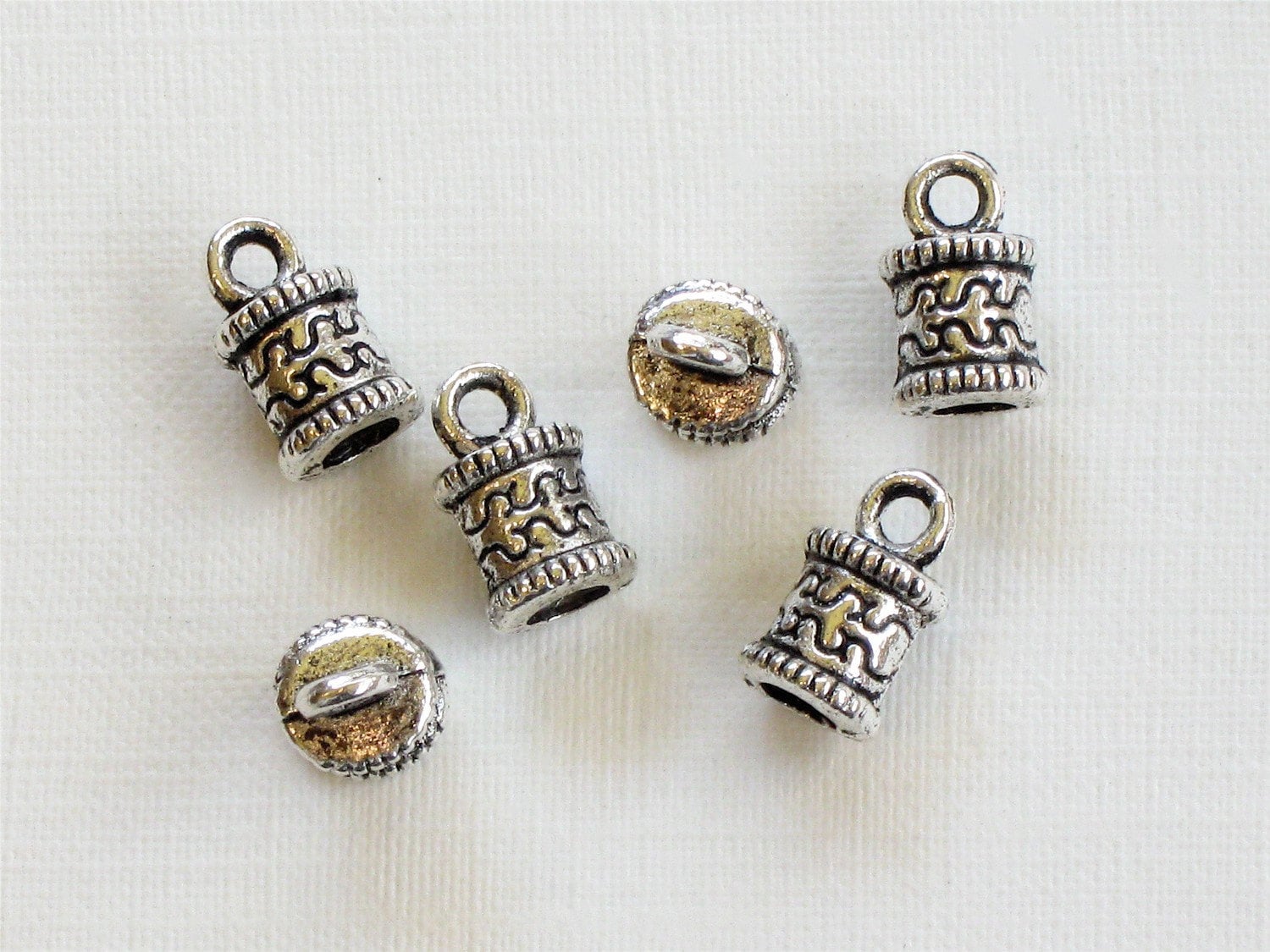 SALE 12 silver ornate End Caps with loop for leather jewelry. | Etsy
