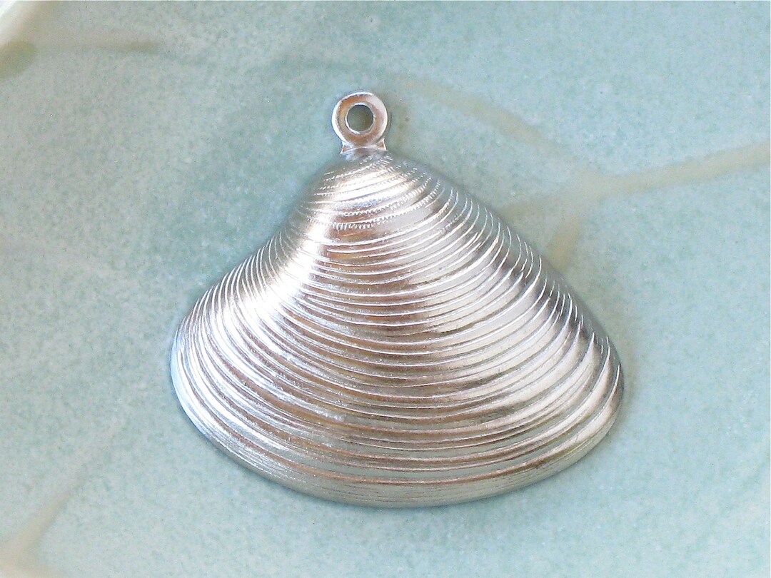 3 Large Silver SHELL Jewelry Pendant . 28mm X 30mm (ST55) - Etsy
