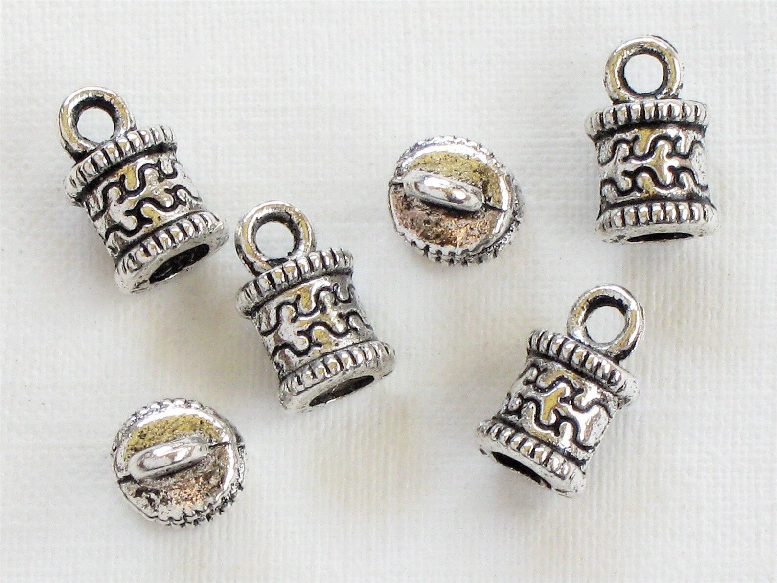 SALE 30 Silver Ornate End Caps With Loop for Leather Jewelry. 2.9mm ...