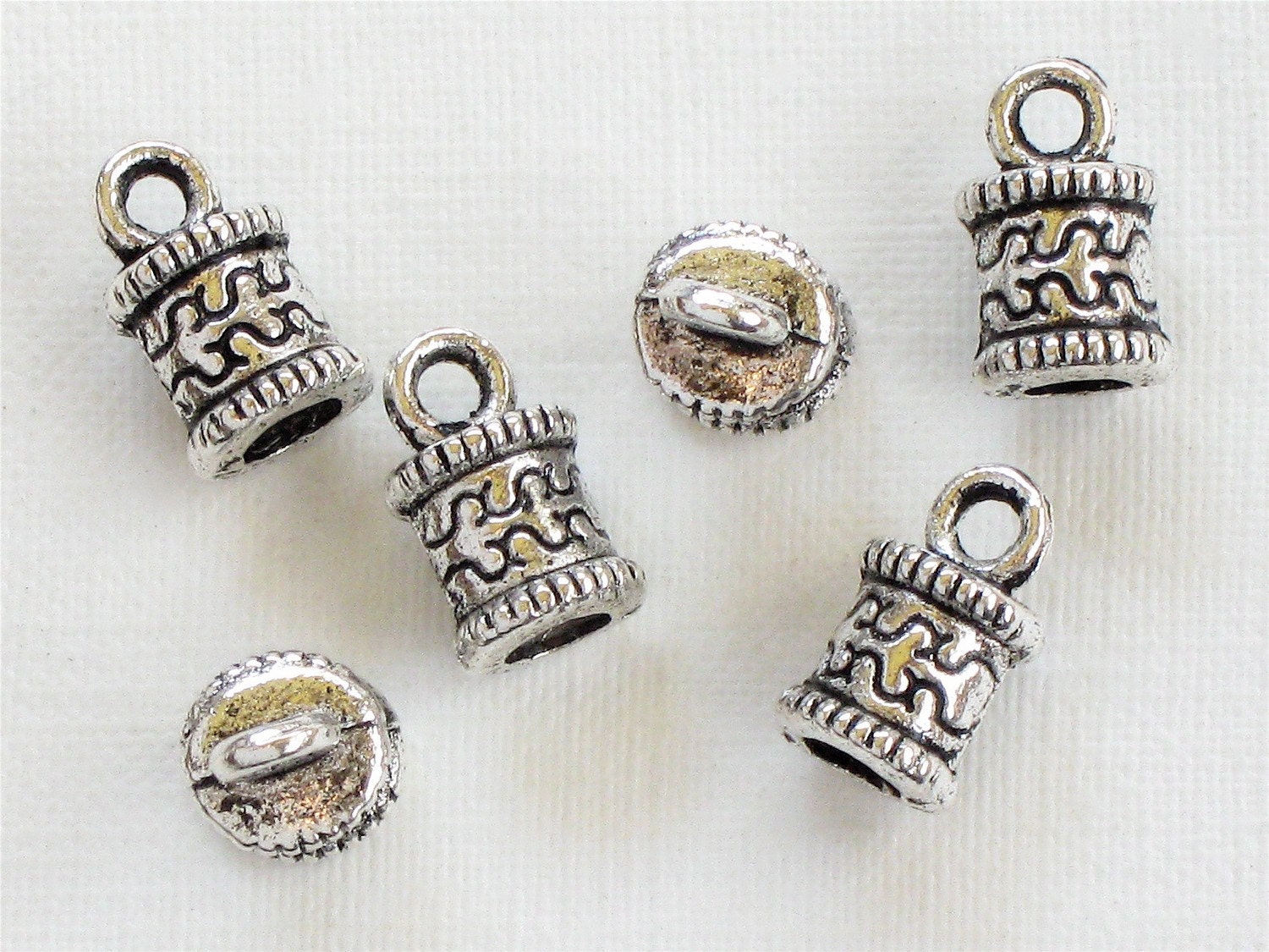 SALE 12 silver ornate End Caps with loop for leather jewelry. | Etsy