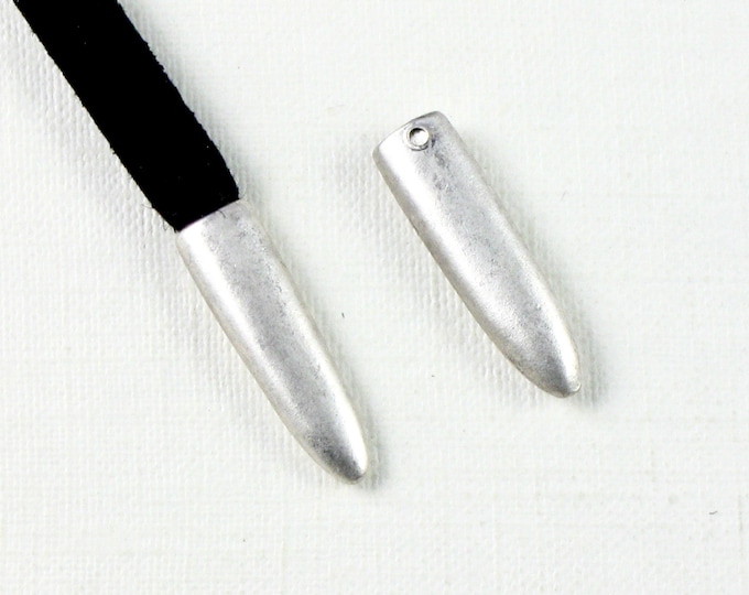 2 Silver Pointed Bullet Jewelry End Caps. Bolo Tie Ends. Almost 3/4 ...