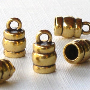 50 Gold Leather Jewelry End Caps With Loop . 4mm Inside Diameter (ec8ag ...