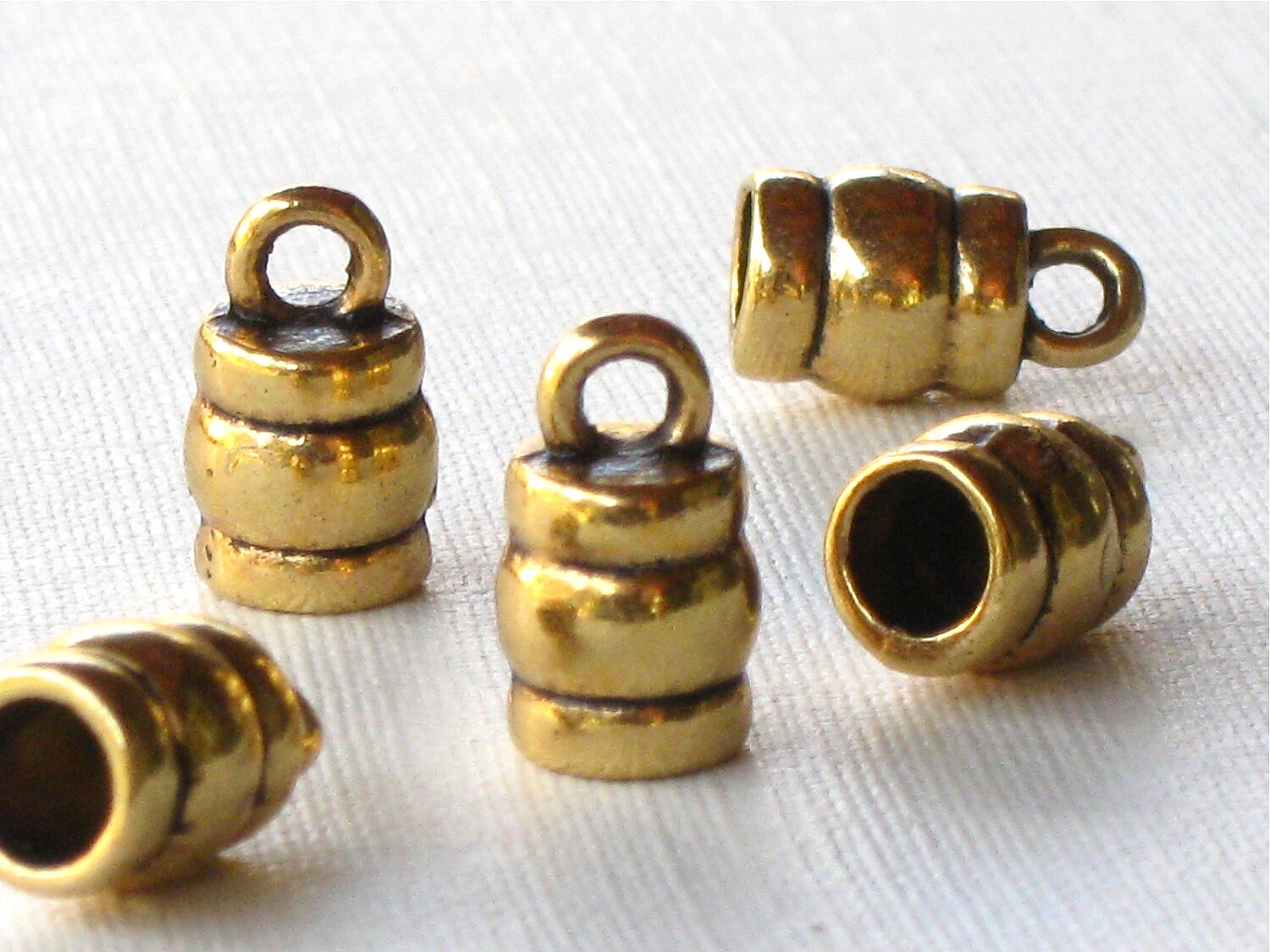 50 Gold Leather Jewelry End Caps With Loop . 4mm Inside Diameter (ec8ag ...