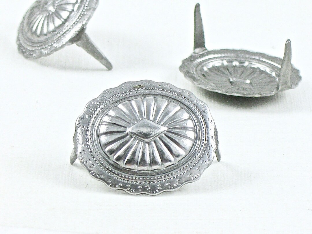 10 Gun Metal CONCHO Prong Stud Nailhead for Leather Crafts. Raw Steel ...