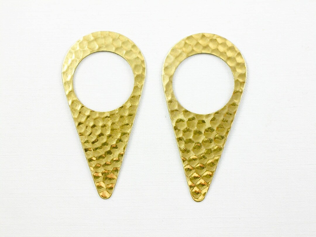 4 Hammered TEARDROP Geometric Jewelry Pendant or Earring Drops. 21mm X ...
