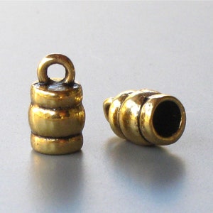 12 Gold Leather Jewelry End Caps With Loop . 4mm Inside Diameter (ec8ag ...