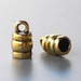 50 Gold Leather Jewelry End Caps With Loop . 4mm Inside Diameter (ec8ag ...