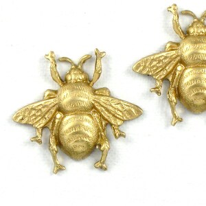 4 Small Brass BEE Jewelry Embellishment . Raw Brass Stamping Made in ...