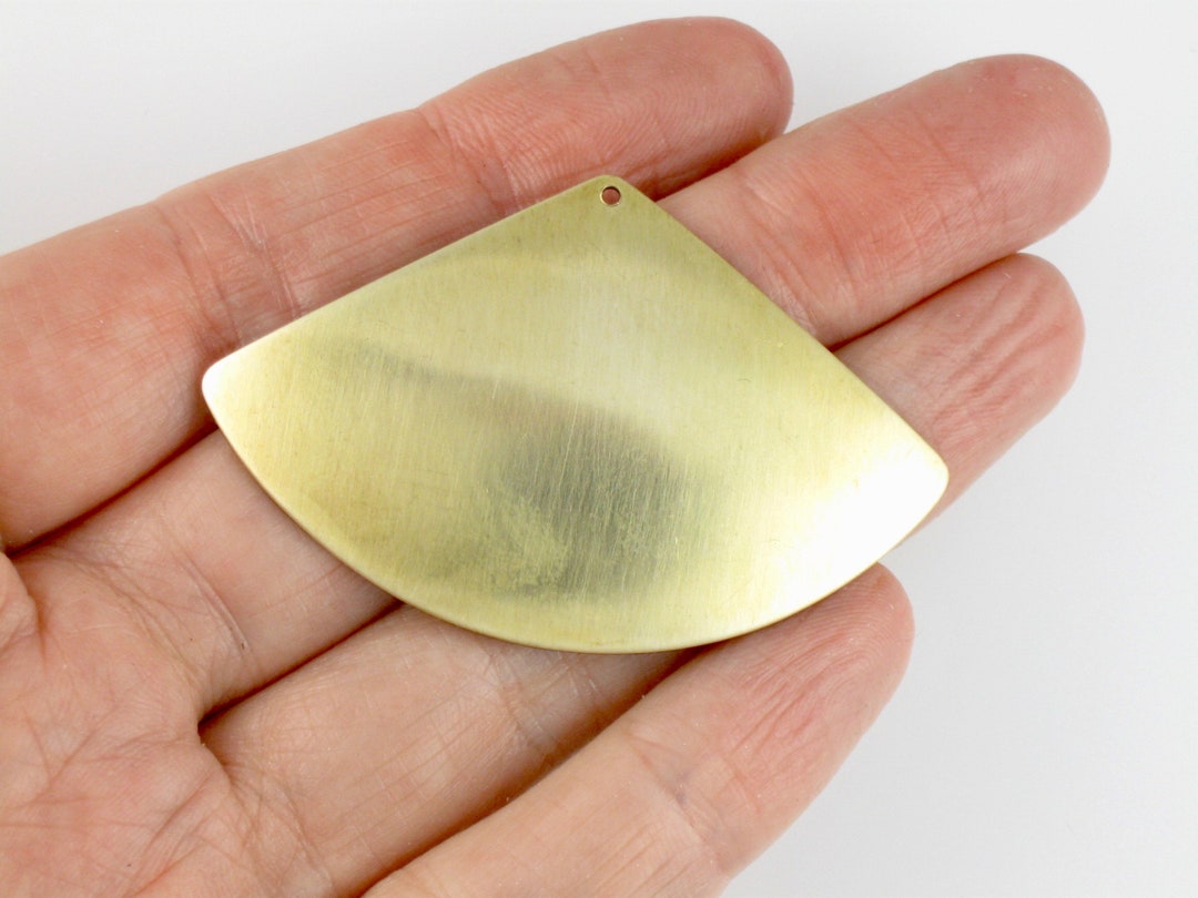 2 Gold Fan Triangle Pendant or Earring Pieces Wide Domed Raw Brass ...