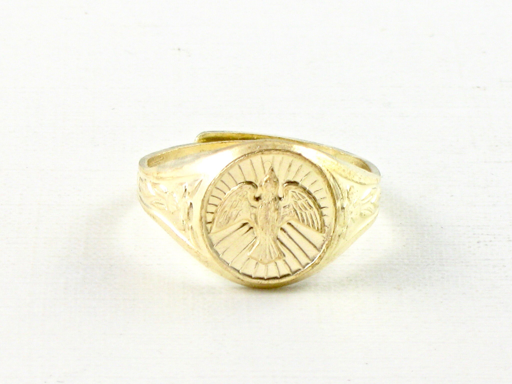 2 Signet RING With Dove Bird in Raw Brass Adjustable. - Etsy