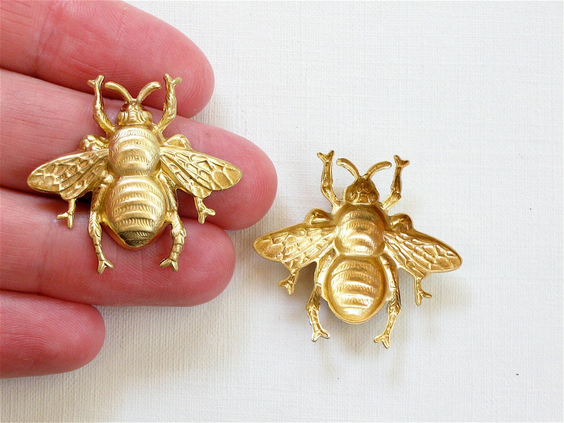 2 Brass BEE Jewelry Embellishment . Raw Brass Stamping Made in the US ...