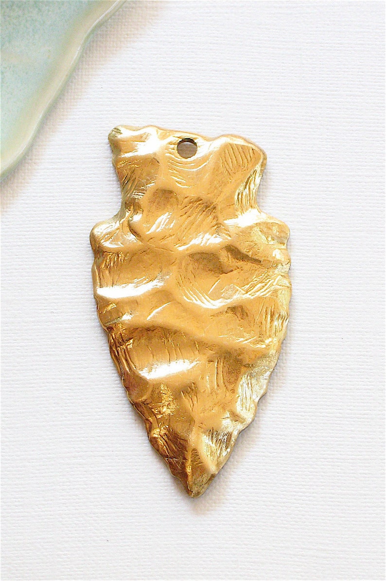 3 Large Gold ARROWHEAD Pendants or Connector. Raw Brass - Etsy