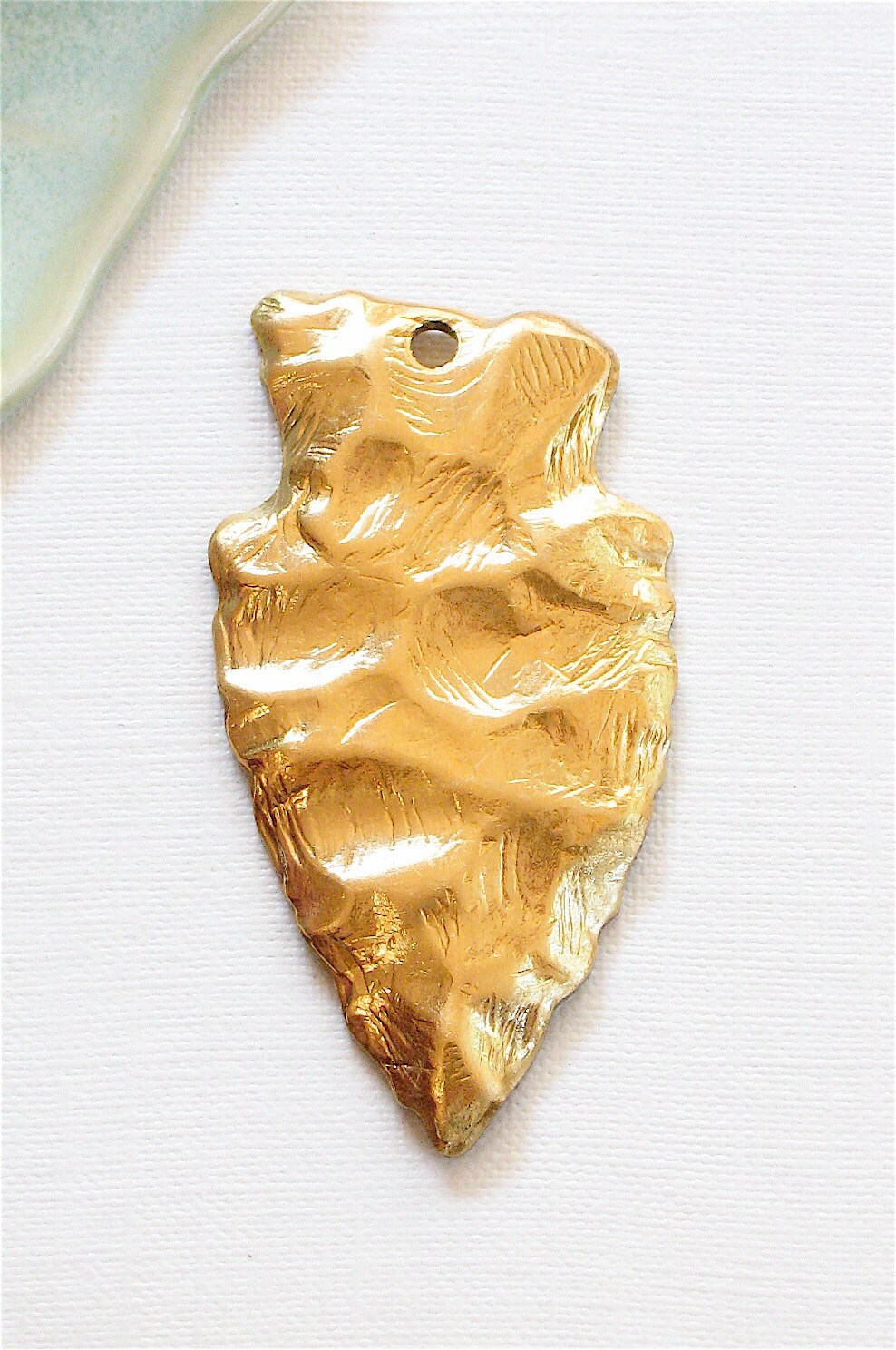 3 Large Gold ARROWHEAD Pendants or Connector. Raw Brass Stamping Made ...