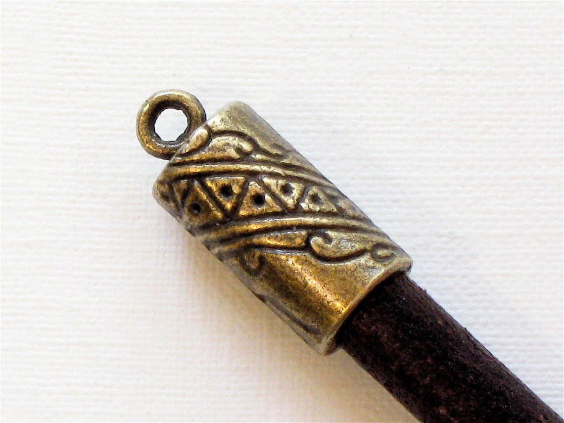 6 Cord Jewelry END CAPS With Loop Antique Bronze . Large and Ornate. 5 ...