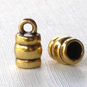 12 Gold Leather Jewelry End Caps With Loop . 4mm Inside Diameter (ec8ag ...