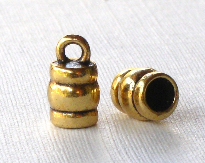 12 Gold Leather Jewelry End Caps With Loop . 4mm Inside Diameter ec8ag ...