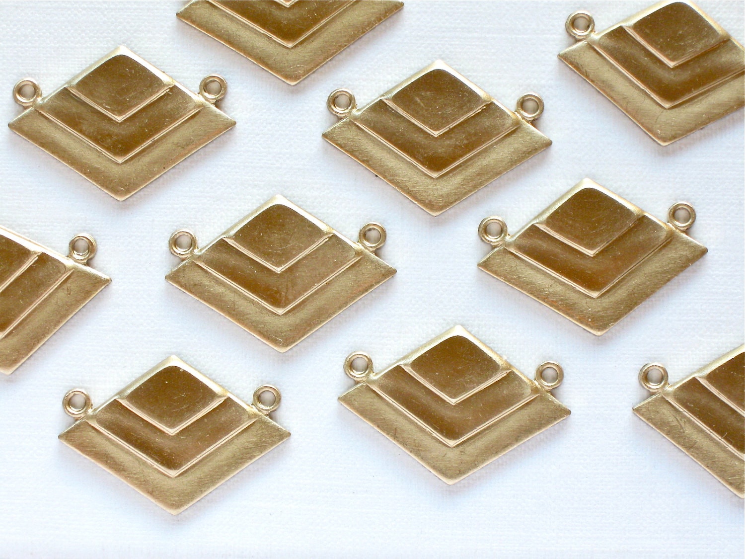 10 CHEVRON Geometric Jewelry Pendant in GOLD Color. Raw Brass Stamping ...