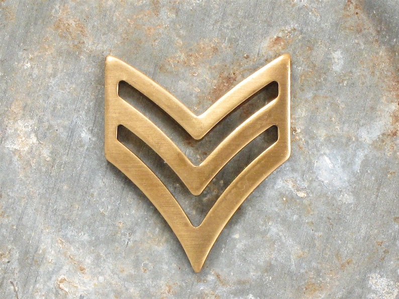 5 CHEVRON Arrow Jewelry Pendant. Raw Brass Stamping Made in US. 25mm X ...