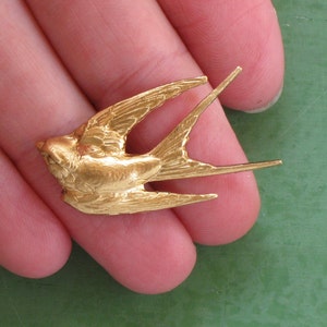 Gold SPARROW Bird Jewelry Embellishment. Raw Brass Stamping Made in US ...