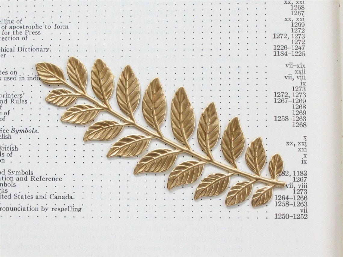 2 Large and Long Gold LAUREL LEAF Jewelry Embellishment. Raw | Etsy