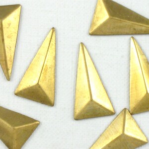 10 Faceted TRIANGLE Geometric Jewelry Embellishments. Raw Brass ...