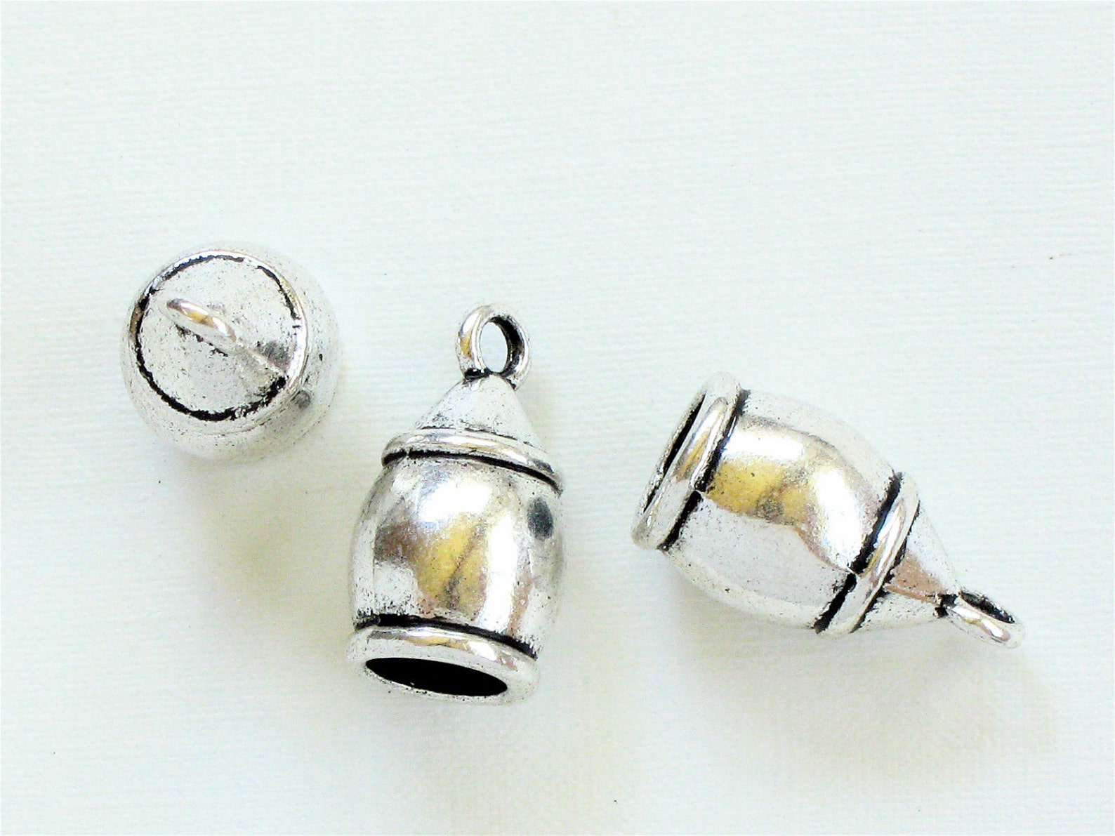 4 Large Cord End Cap Beads With Loop. 7mm Inside Diameter | Etsy