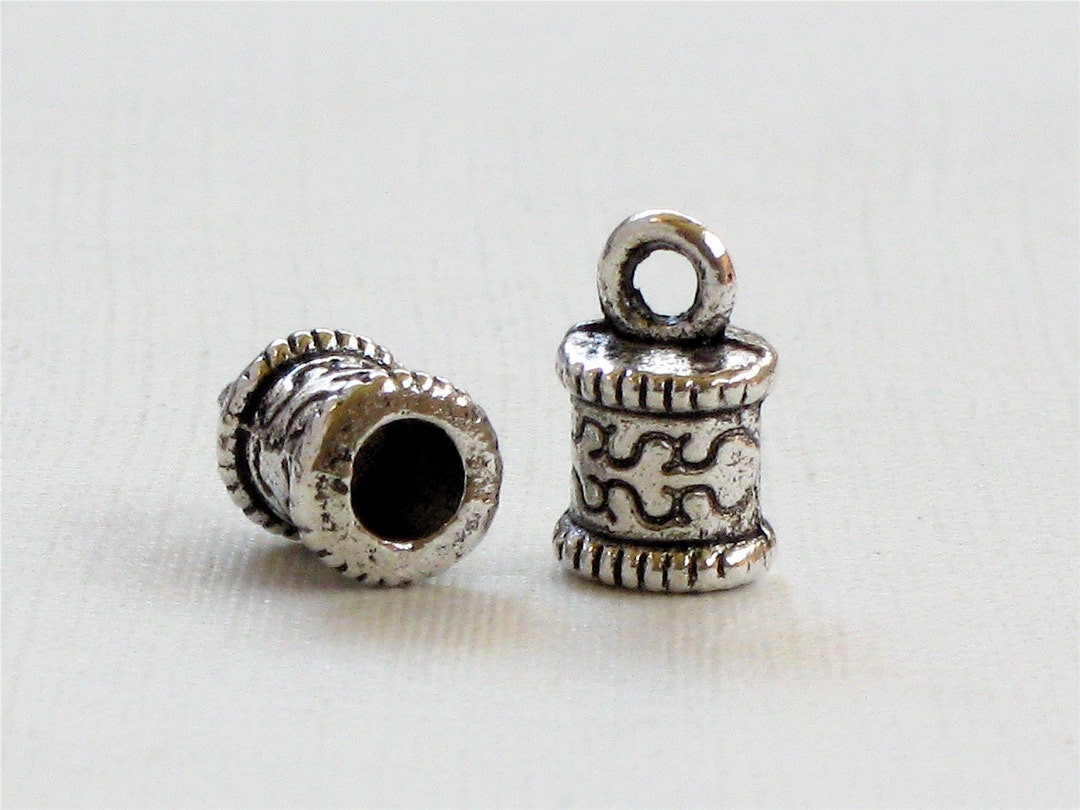 SALE 30 Silver Ornate End Caps With Loop for Leather Jewelry. 2.9mm ...