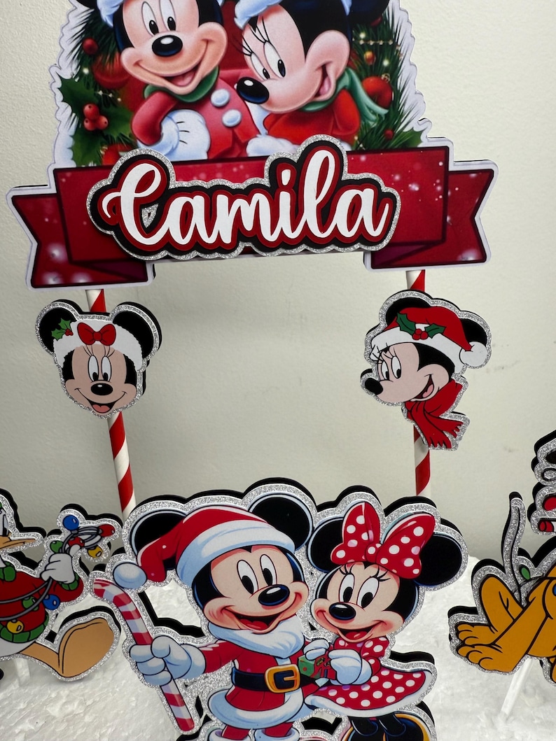 Mickey and Friends Christmas Cake Topper- Christmas Cake Topper - Etsy