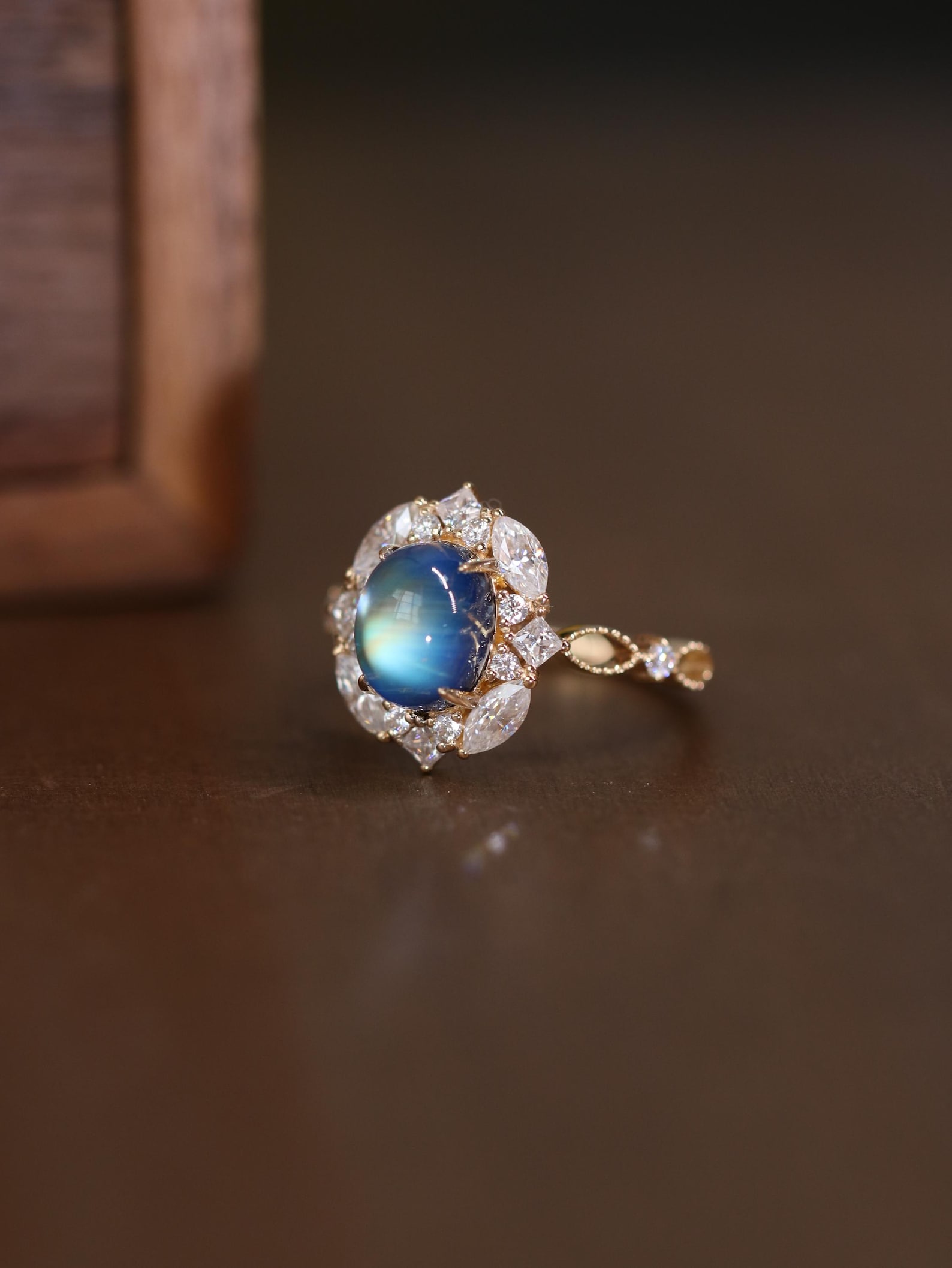 Victorian Vintage Natural Rainbow Moonstone Ring,10k 14K 18K Solid Gold ...