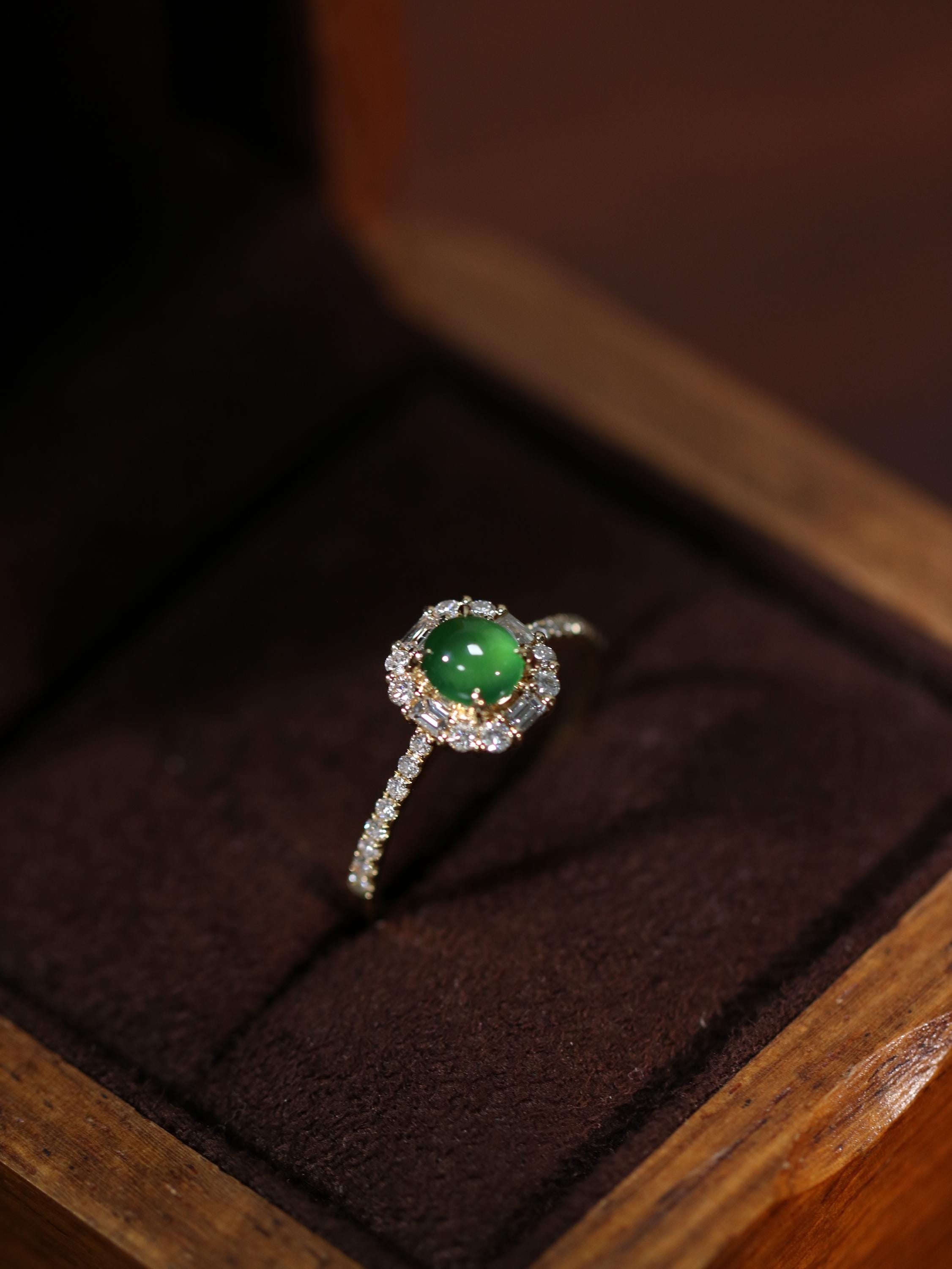 Green Jade Stone 14K Gold Ring,vintage Engagement Rings,untreated ...