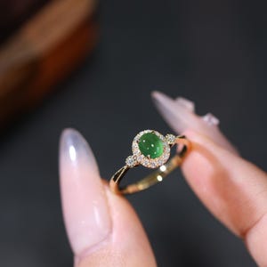 Ice Mint Green Jade 18K Yellow Gold Ring,vintage Engagement Rings,untreated Jadeite Everyday ...