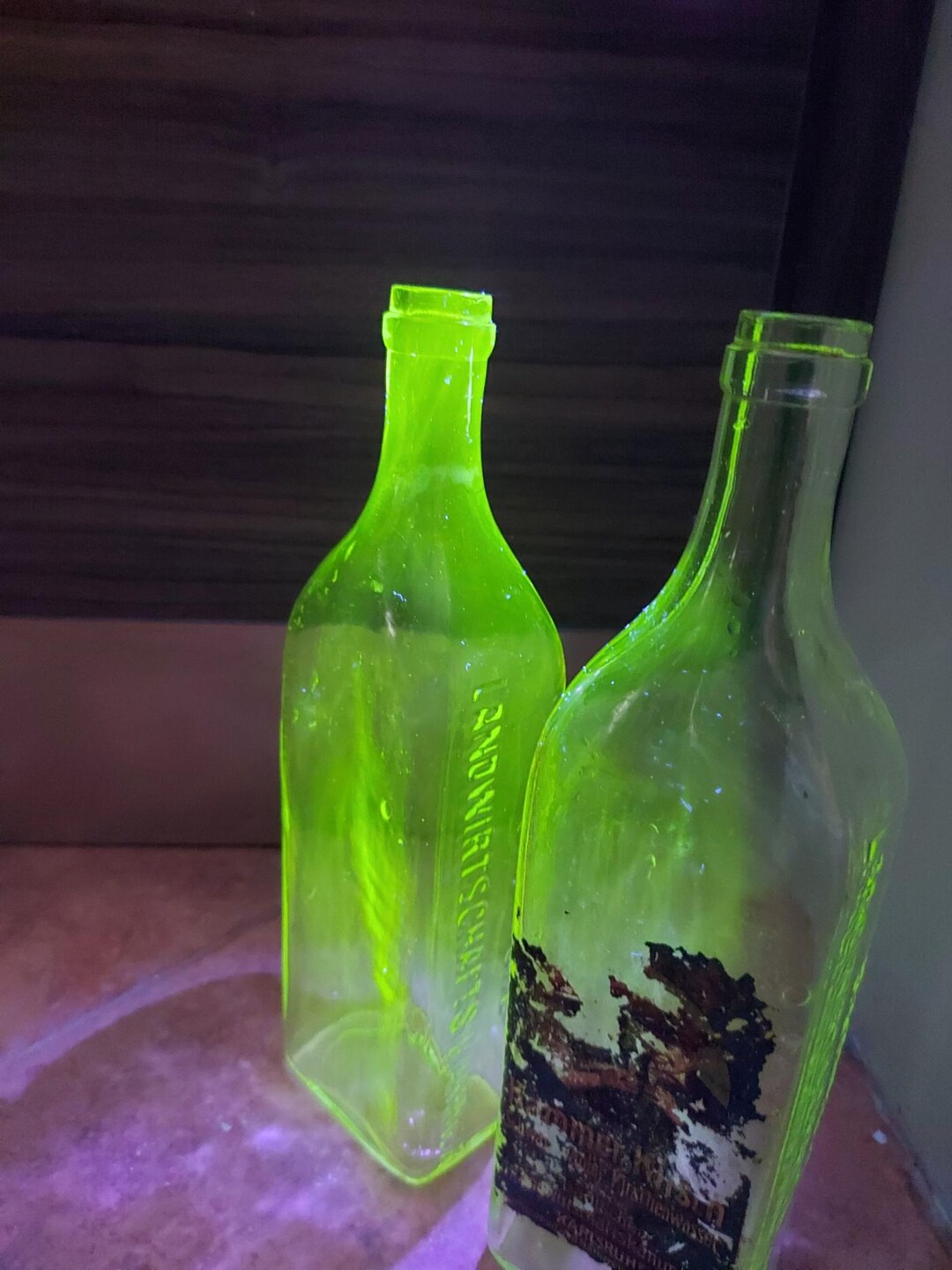 Rare Uranium Glass Bottle Kammer Kirsch , C.1900 Germany – Glows Green ...
