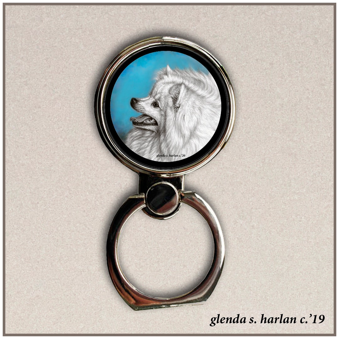 American Eskimo Drawing, Phone Ring Stand, Finger Holder - Four Colors ...