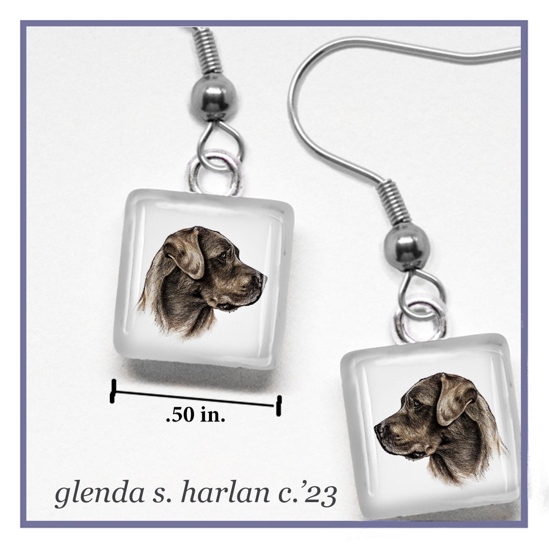Chocolate Labrador Retriever Glass Earrings Fine Art Drawing Dog Lover ...