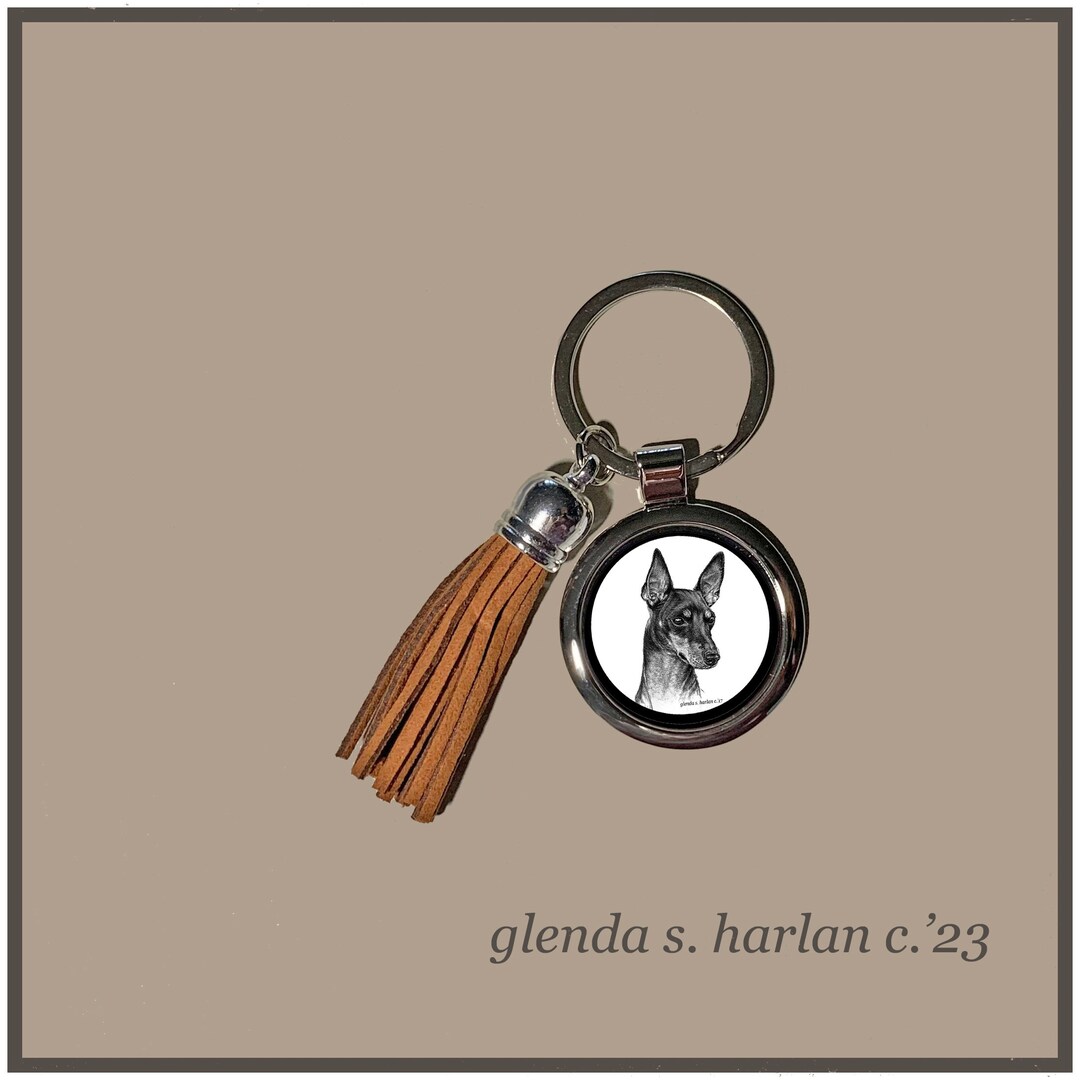 Toy Manchester Dog Key Ring Hand Colored Graphite Drawing Key Chain Dog ...