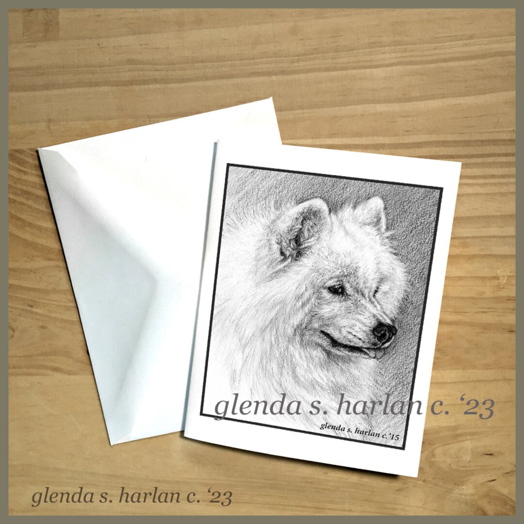 Samoyed Dog Art Note Cards Fine Art Drawing Dog Lover Gift Sammy Dog ...