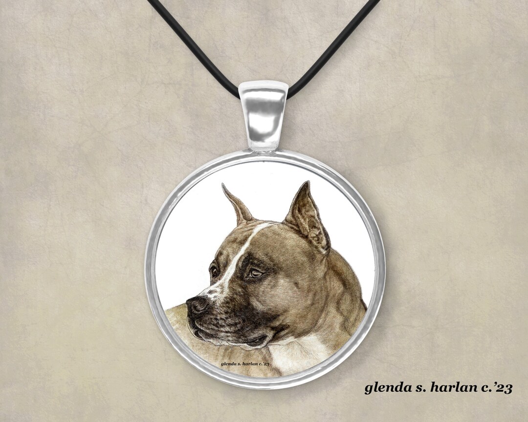 American Staffordshire Dog Sublimated Pendant, Glass Earrings, or ...