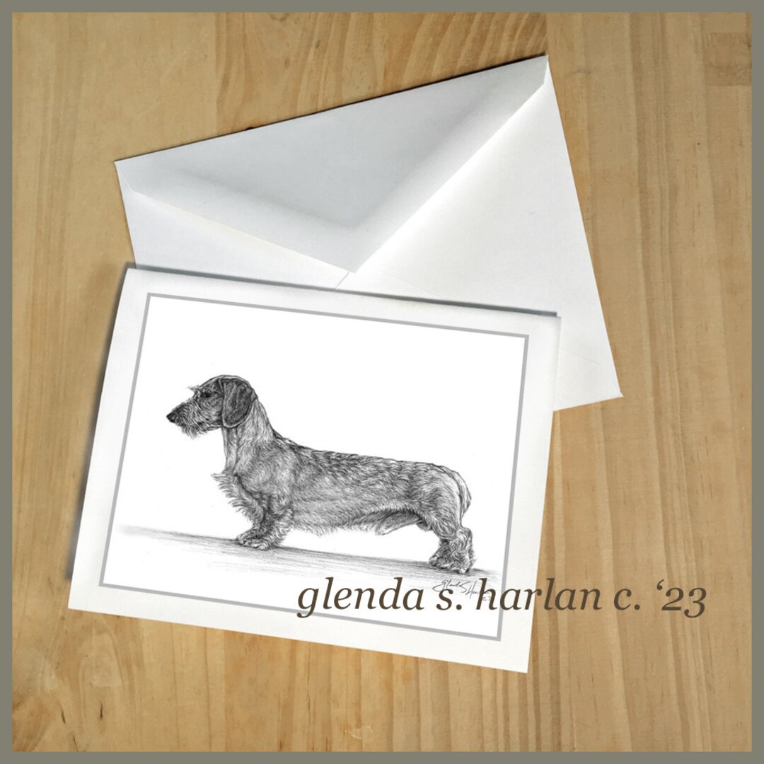 Wirehair Dachshund Note Cards Fine Art Drawing Dog Lover Gift Dachsie ...