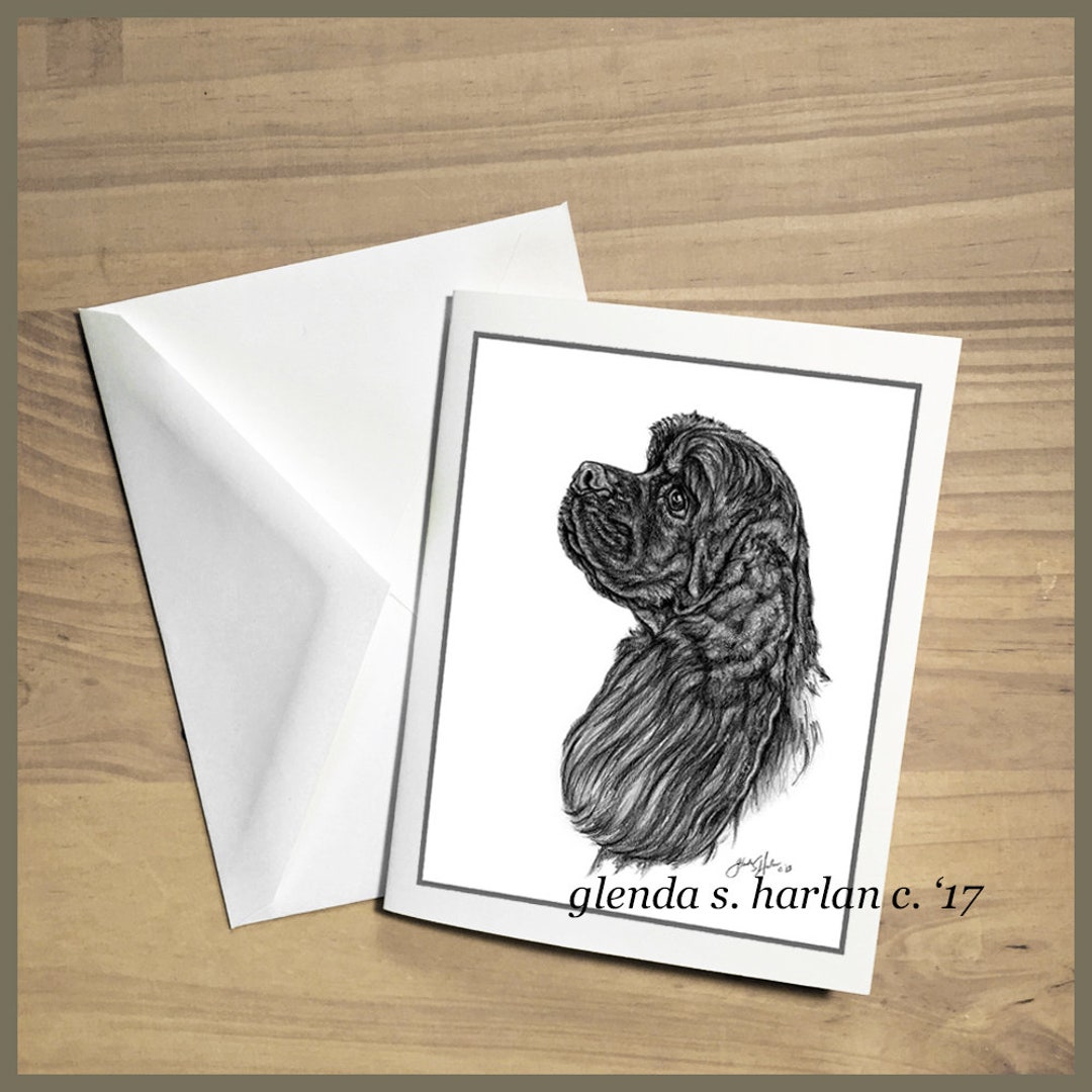 Black Cocker Spaniel Note Cards Fine Art Drawing Dog Lover Gift ...
